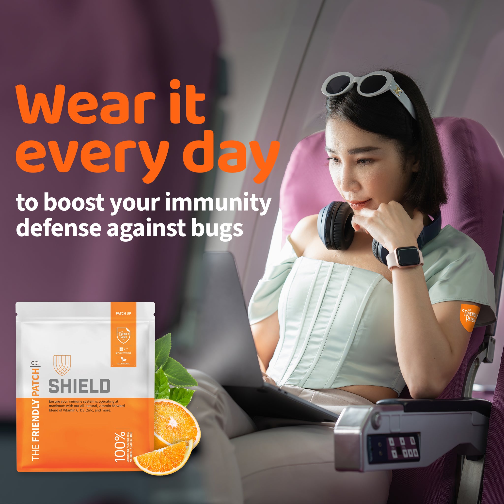 Shield Immune Patch Vitamin D3, C, Zinc, Pterostilbene The Friendly Patch